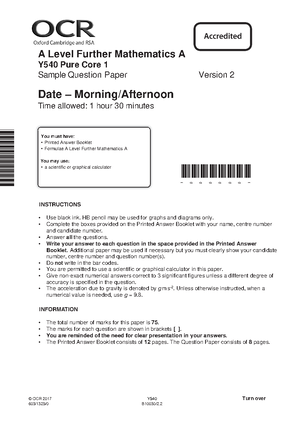 A2 FM Bronze CP2 A - practice paper A level further maths - FURTHER ...