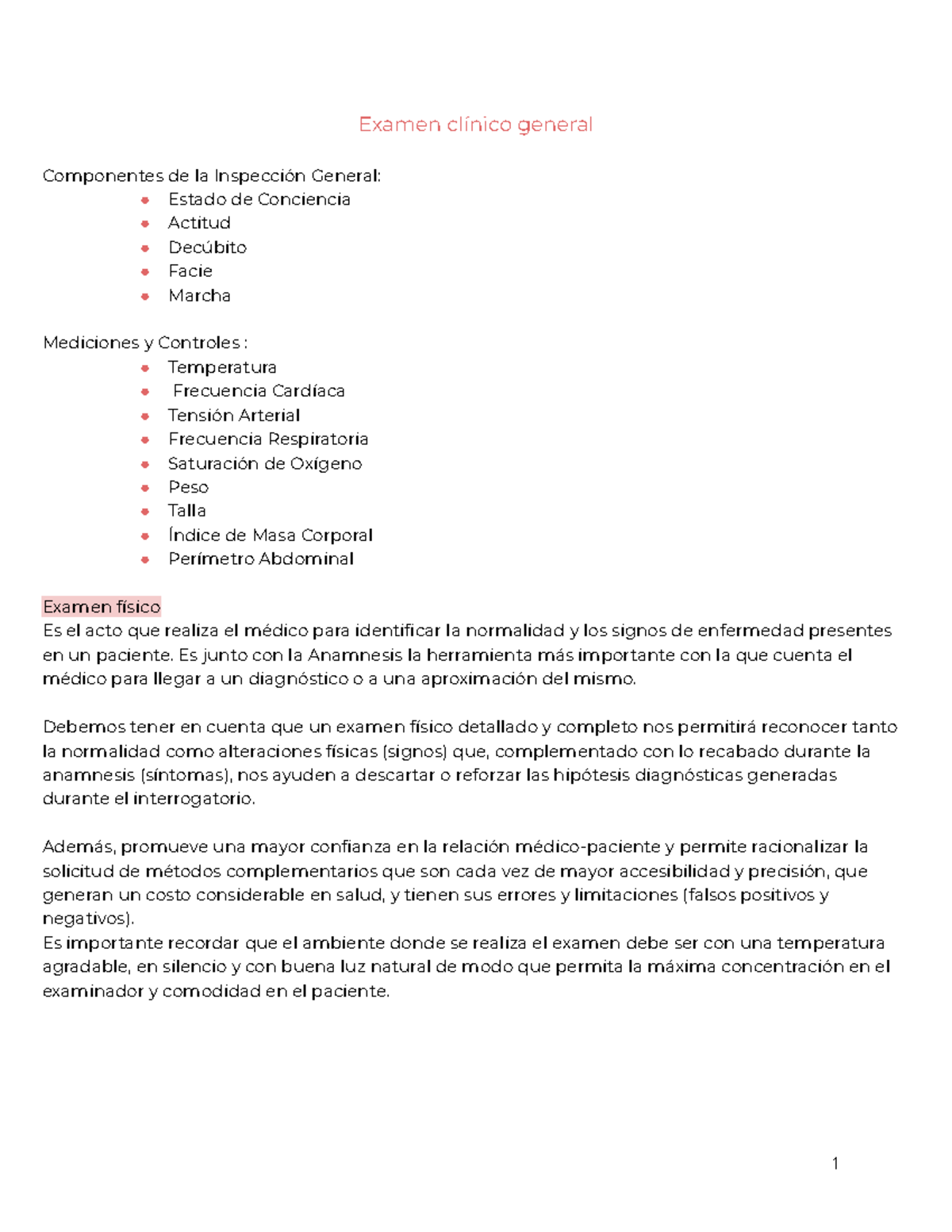 Núcleo 3 Examen clínico general - Examen clínico general Componentes de ...