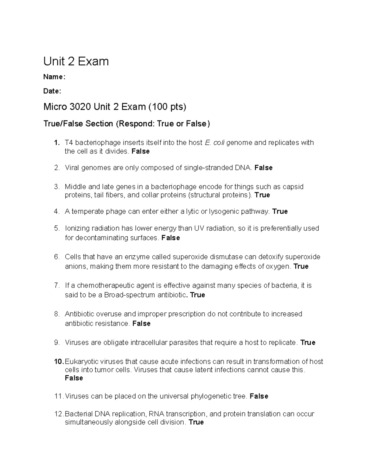 Micro 3020 Unit 2 Exam Review: Key Concepts & Questions - Studocu