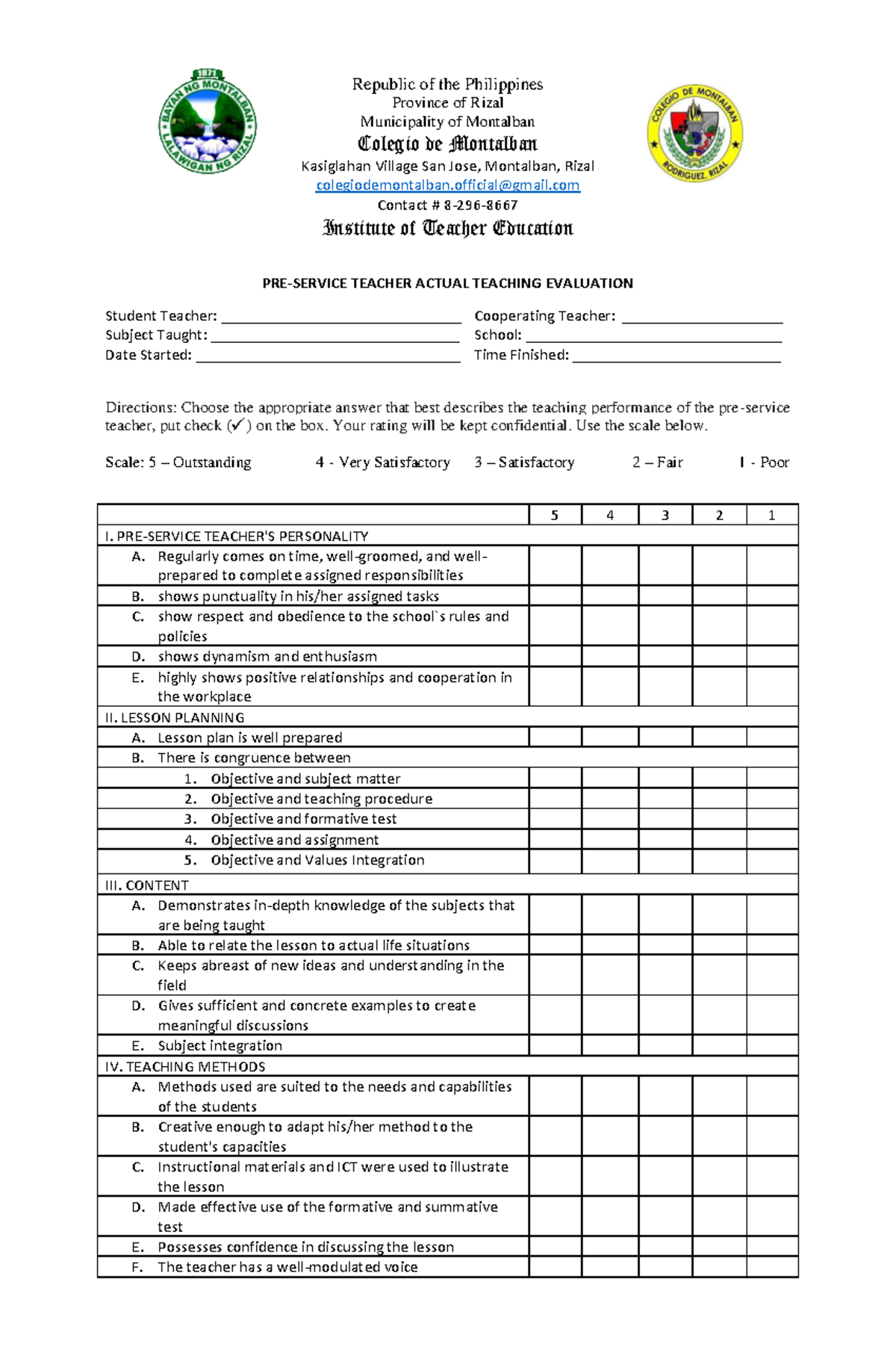 PRE-SERVICE TEACHER EVALUATION 1: TEACHING PERFORMANCE ASSESSMENT - Studocu