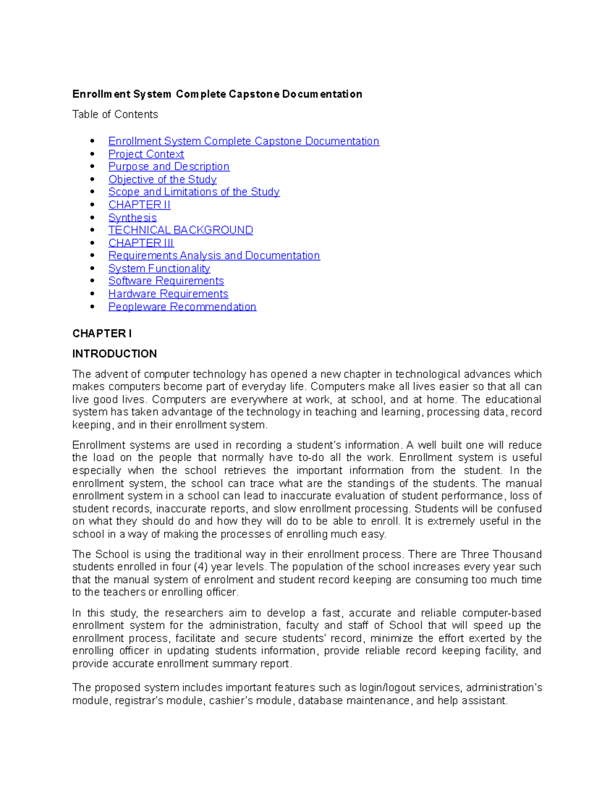 Enrollment System Complete Capstone Documentation - Computers make all lives easier so that all ...