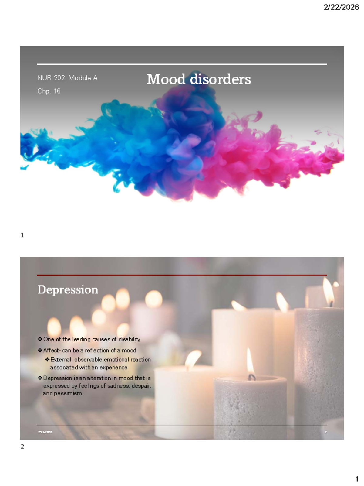 NUR 202: Module A - Mood Disorders Overview - Studocu