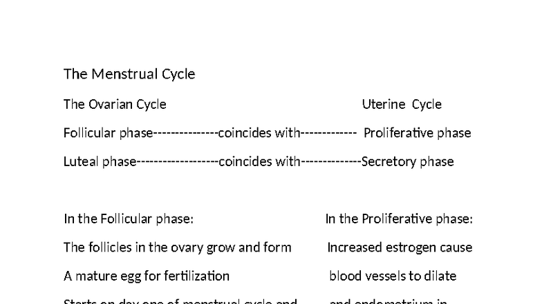 The Menstrual Cycle: Ovarian and Uterine Phases Explained - Studocu