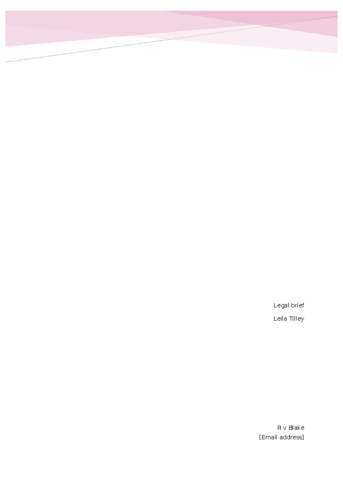 Legal Brief: R v Blake - Case Analysis and Application of Law (2025 ...