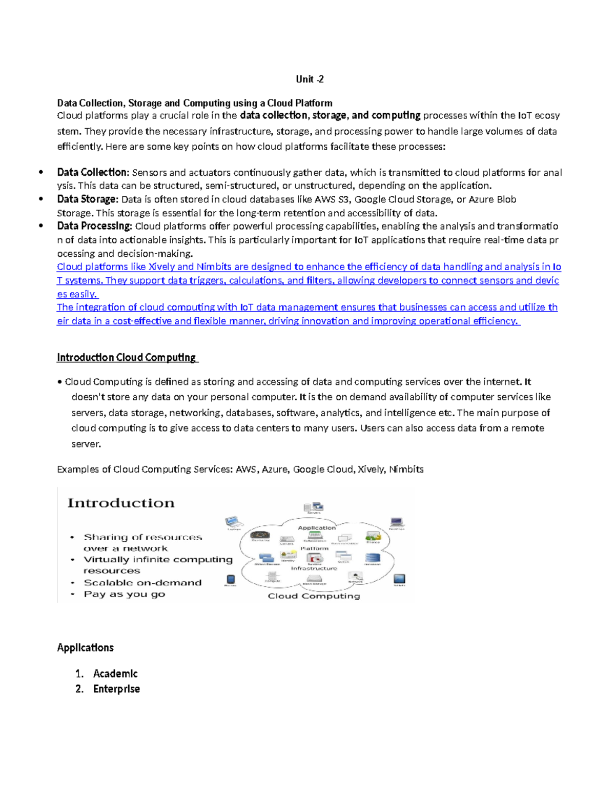 Unit 2: IoT Data Collection, Storage, and Cloud Computing Insights ...