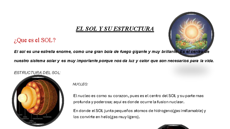 Estructura del Sol: Componentes y Funciones Esenciales - Studocu