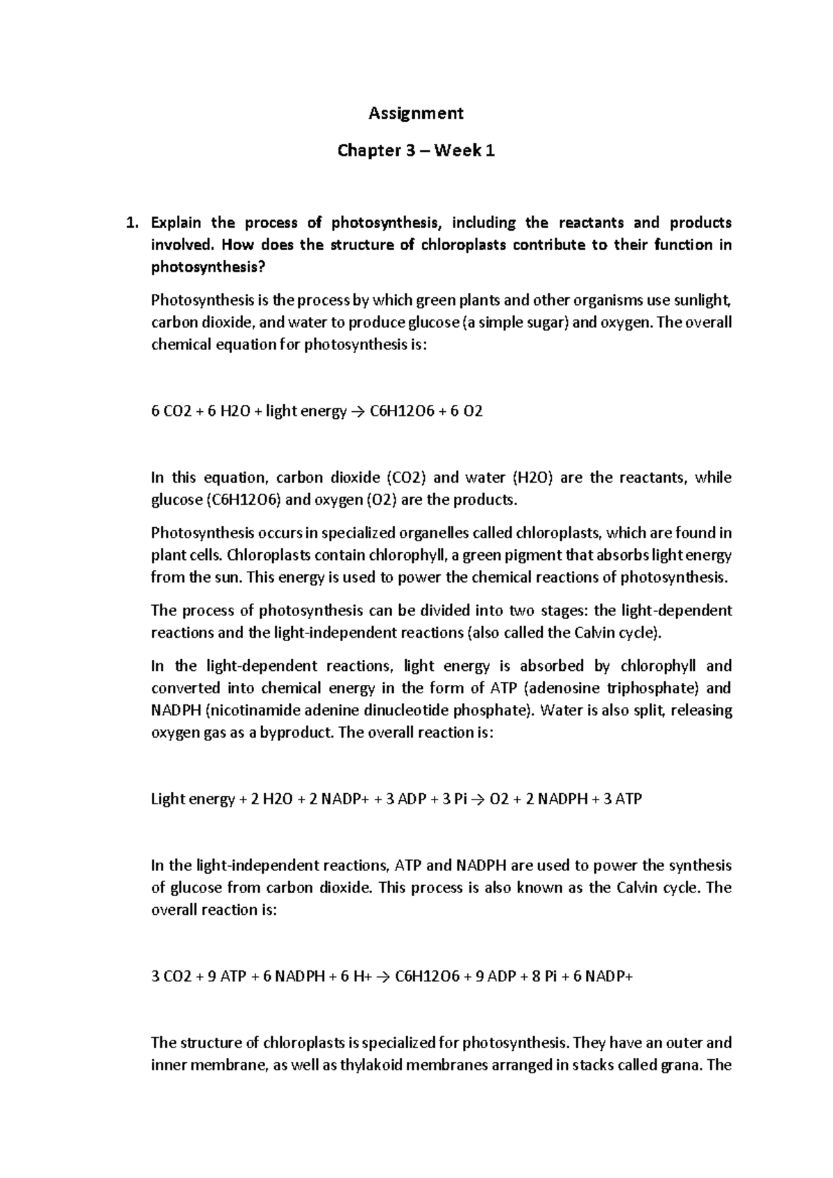 Assignments 3 Week 1 Biology - Assignment Chapter 3 – Week 1 Explain ...