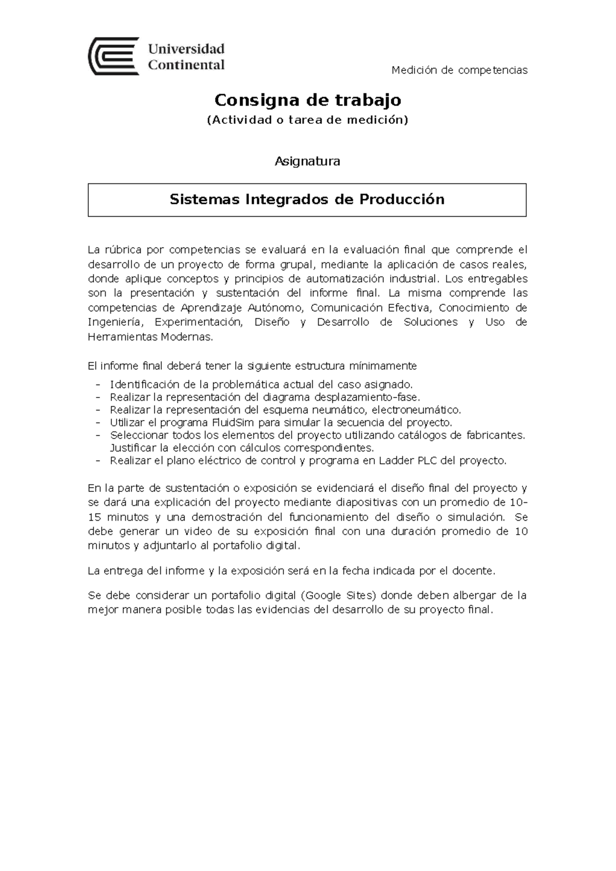 Consigna de Trabajo: Medición de Competencias en SIP - Studocu