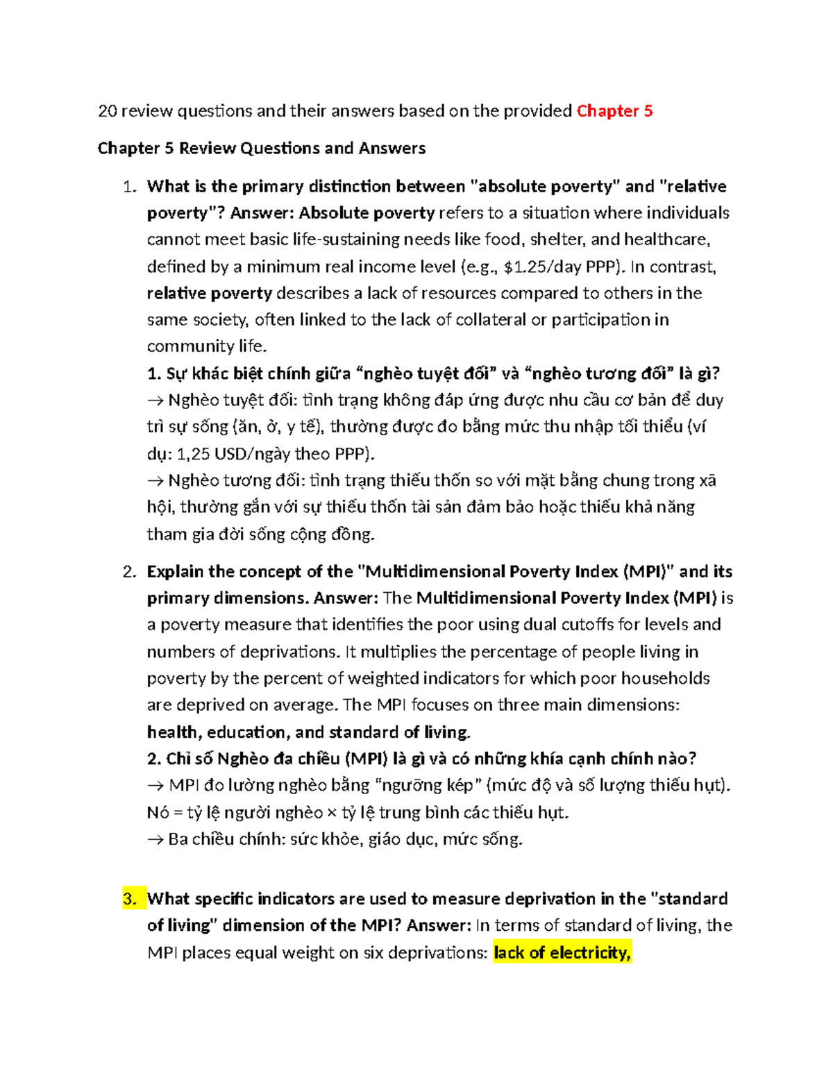 Chapter 5 Review Questions & Answers (Poverty & Inequality) - Studocu
