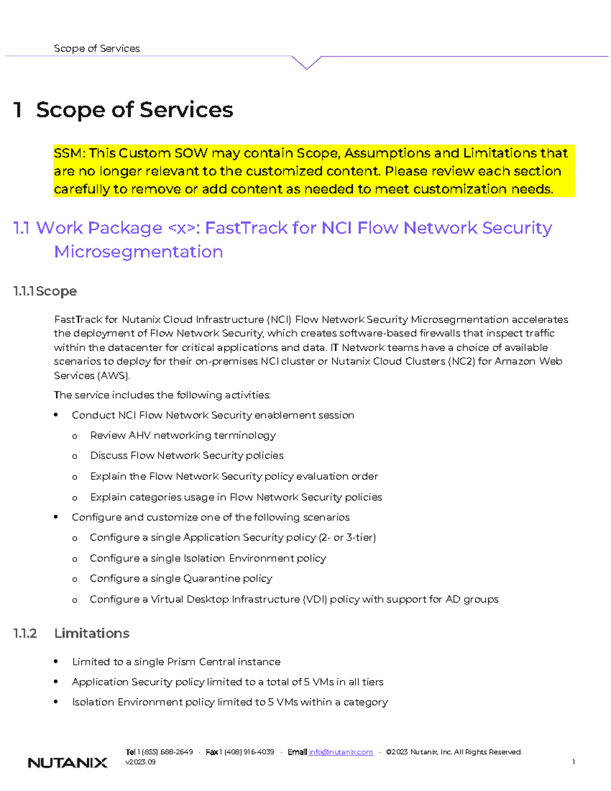 FastTrack SOW for NCI Flow Network Security Microsegmentation - Studocu