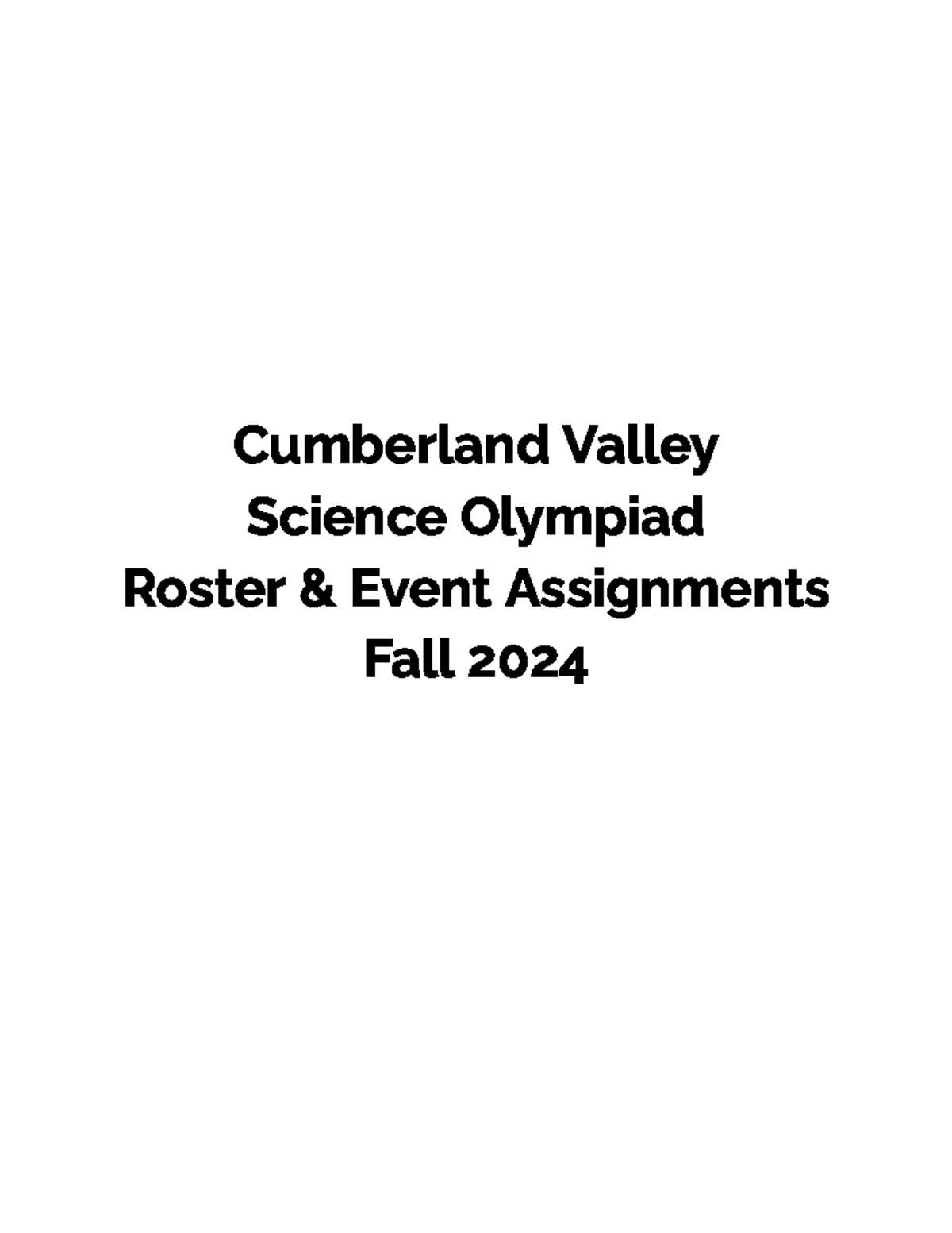 CVSO Roster & Event Assignments - Fall 2024 - Studocu