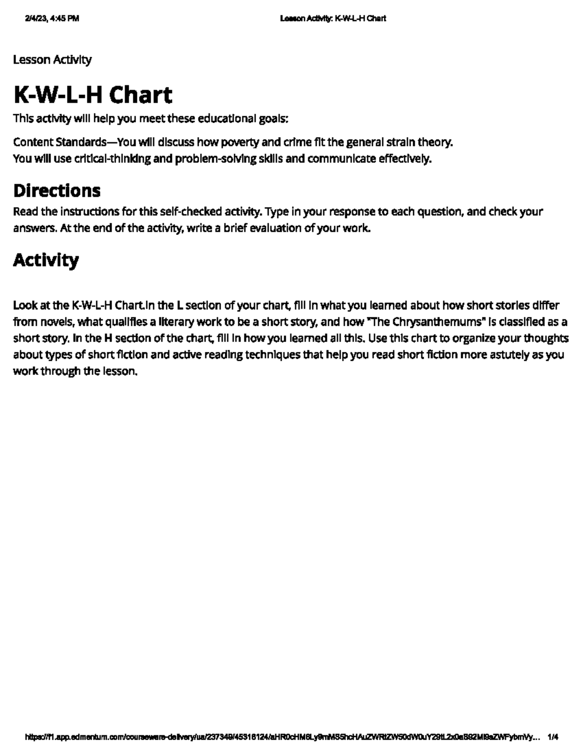 English 2.1 A Tutorial Assignment - 4:45 PM Lesson Activity: Chart Lesson Activity Chart This ...