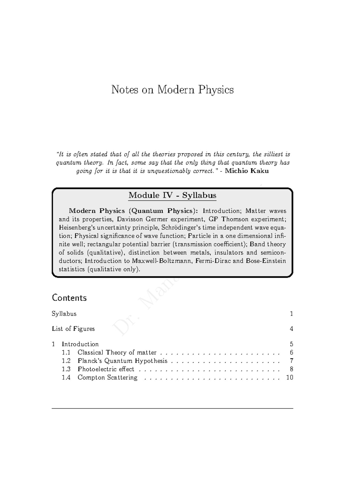 Unit-3 - Modern Physics Class Notes: Quantum Theory & Applications ...