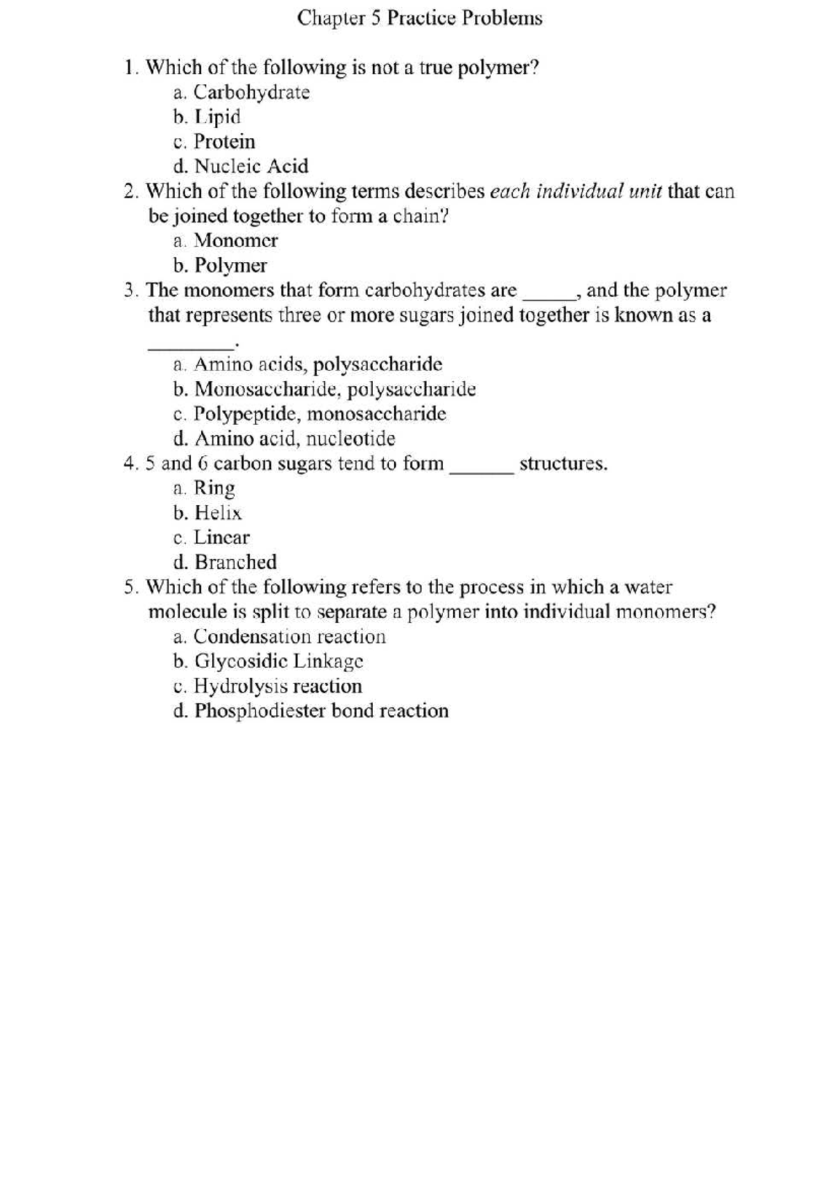 Chapter 5 Practice Problems: Essential Concepts in 2566 - Studocu