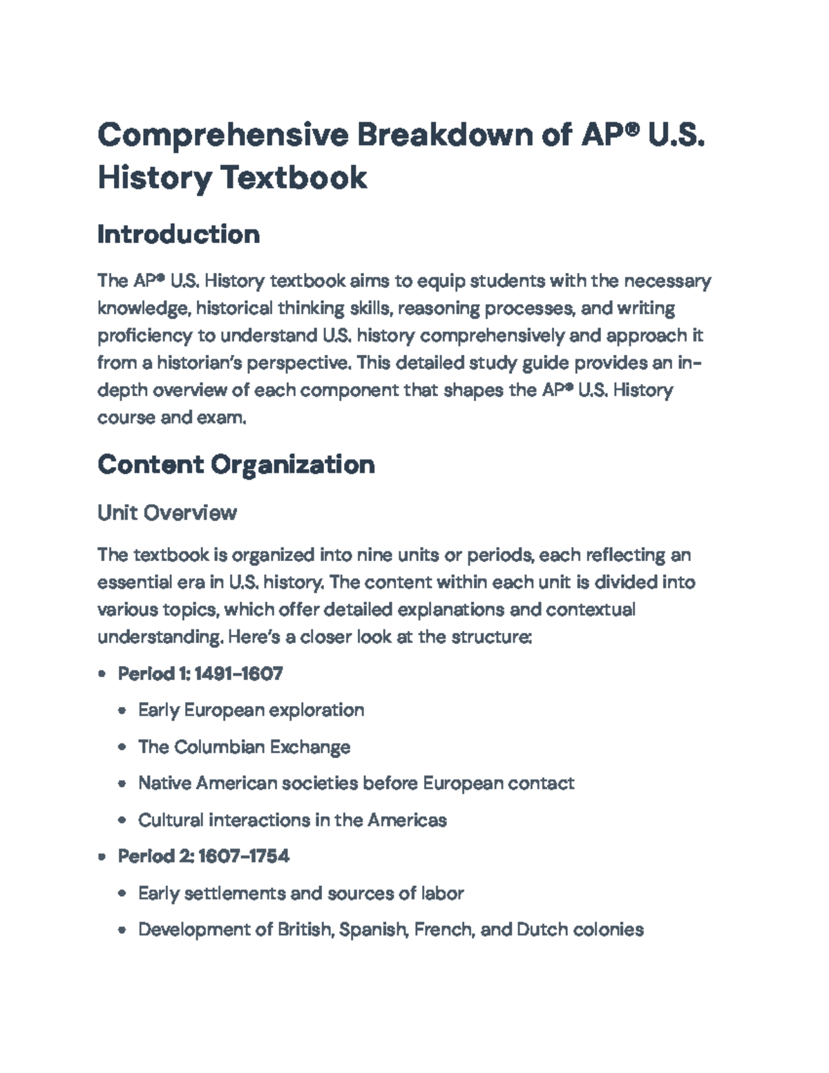 AP® U.S. History Exam Study Guide: Key Concepts and Skills Overview ...