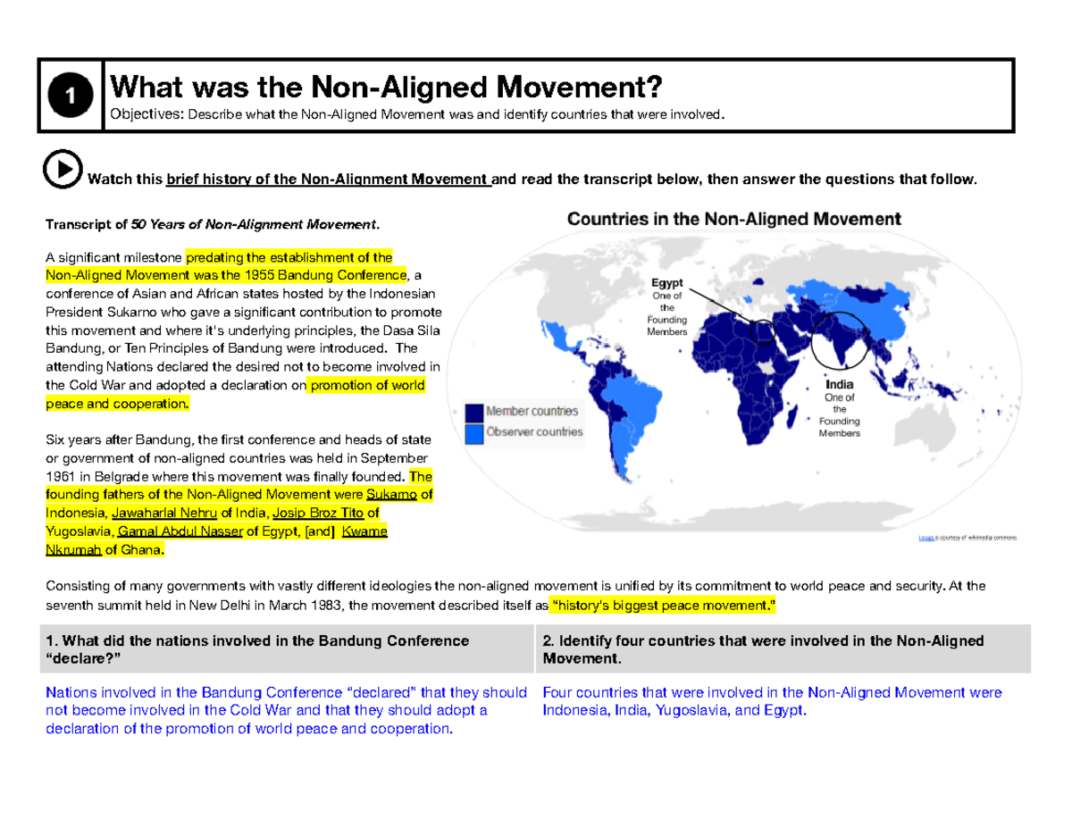 Non-Aligned Movement Overview - 4915150 - Studocu