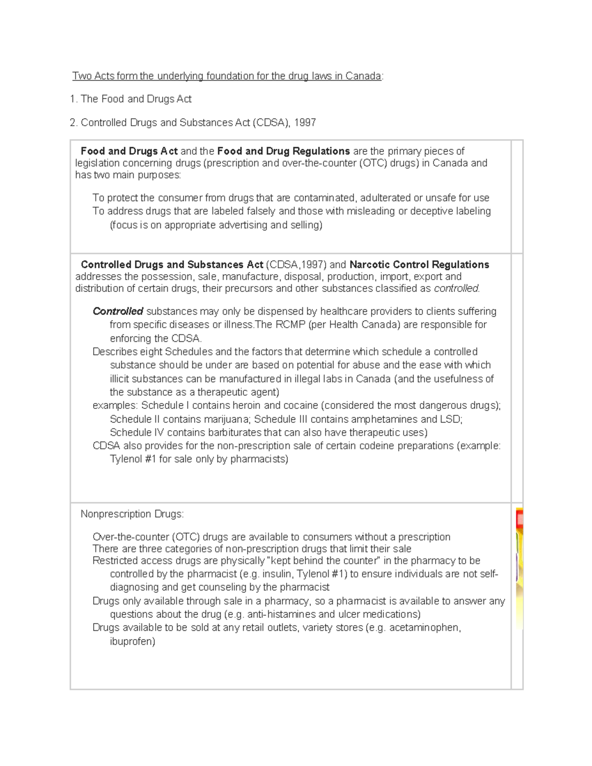 CDSA & Food and Drugs Act: Key Legislation in Canadian Drug Laws - Studocu