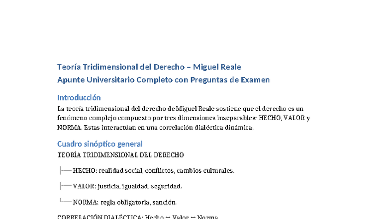 Teoría Tridimensional del Derecho de Miguel Reale: Apuntes y Preguntas ...