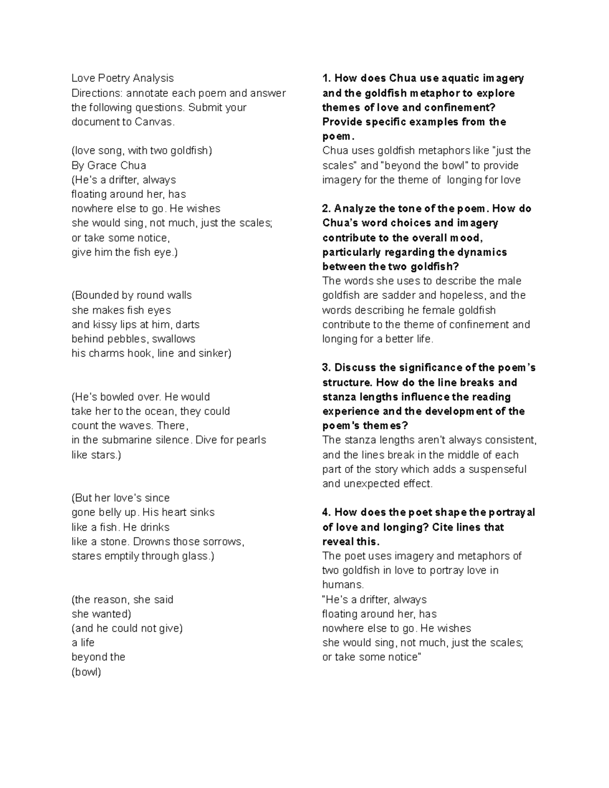 Love Poetry Analysis: Exploring Themes of Love in Two Poems (ENG 101 ...