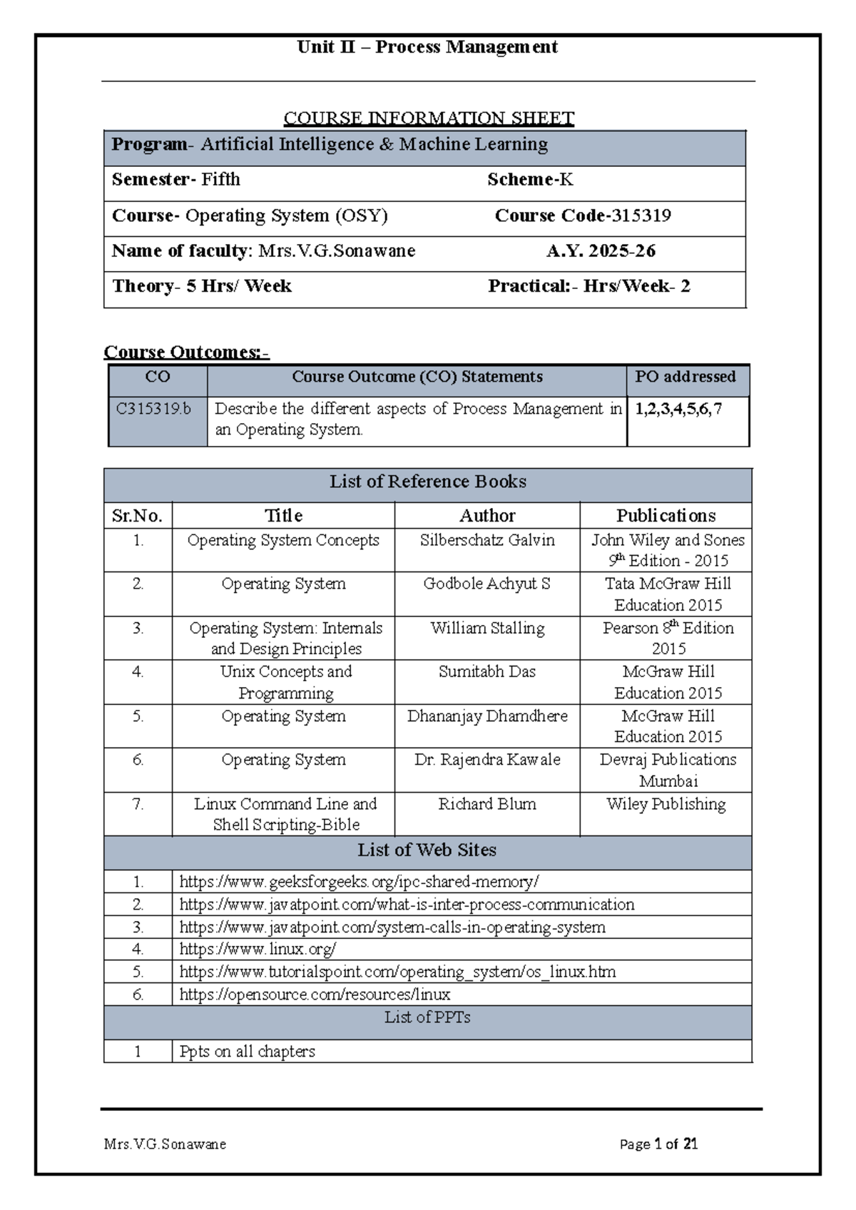 Unit II Process Management - OSY Course Notes and Study Guide - Studocu