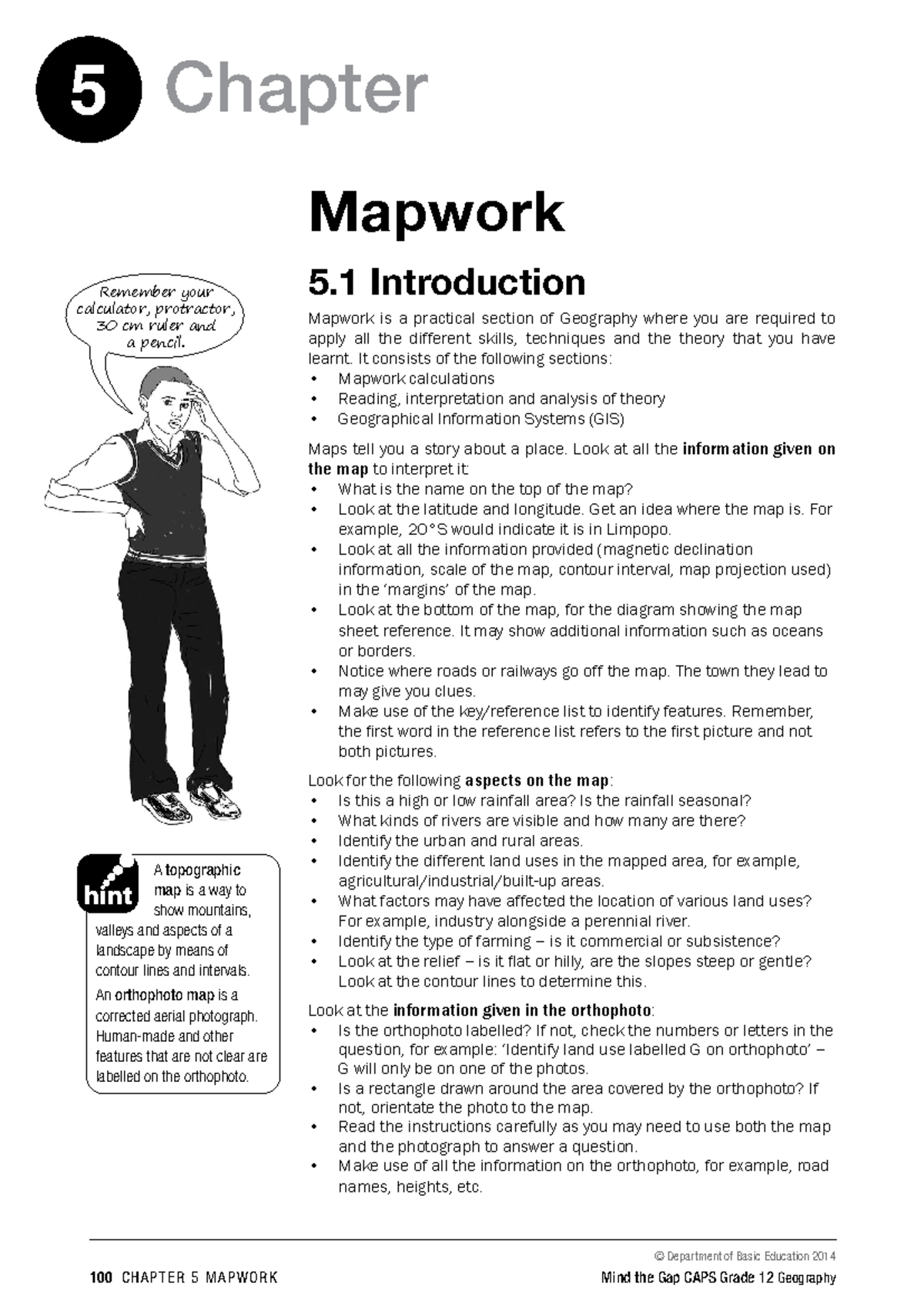 Mapwork grade 12 - © Department of Basic Education 2014 100 CHAPTER 5 ...