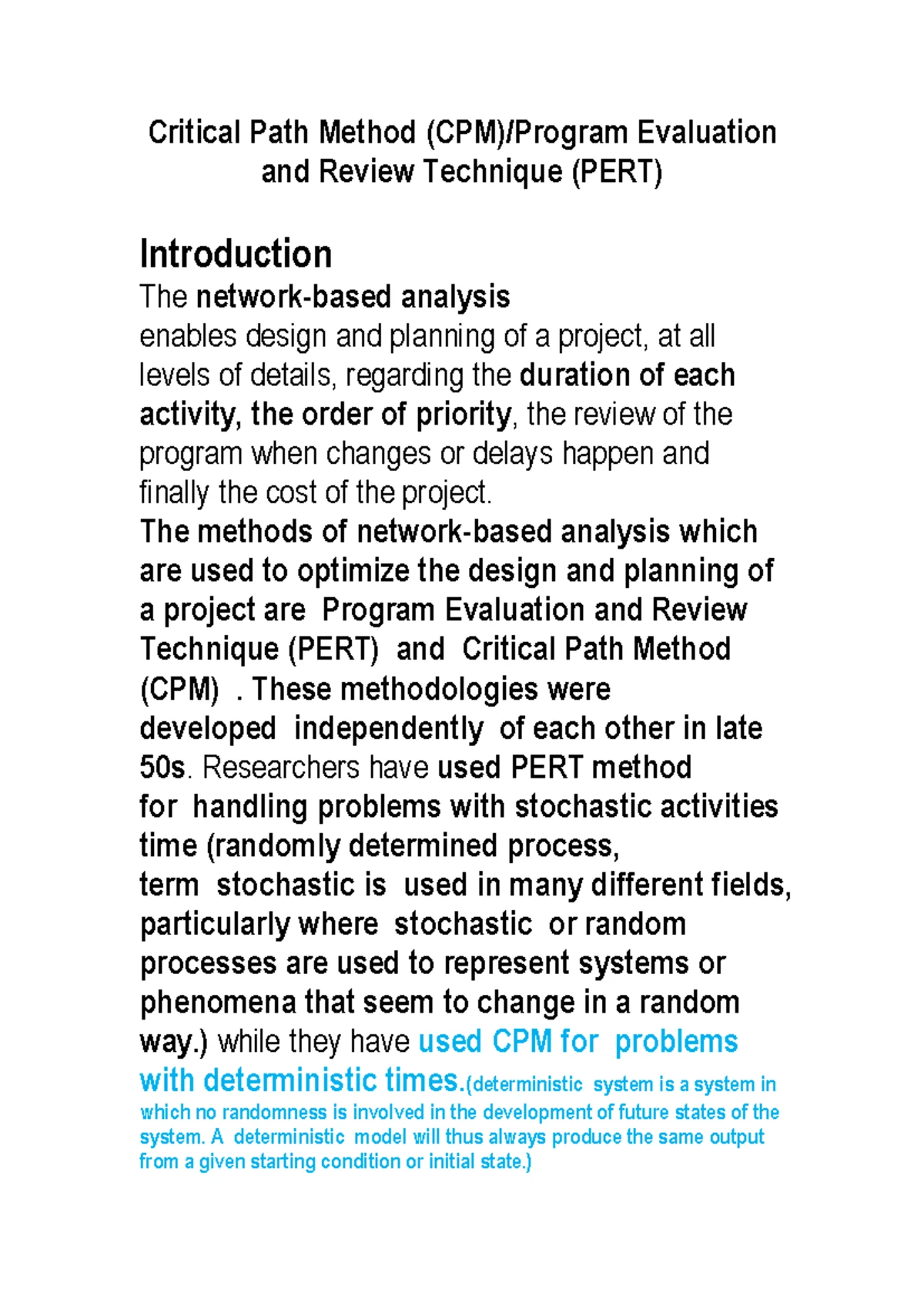 Critical PATH Method AND Projrct Evaluation AND Review Technique ...