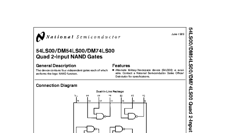 74LS00 Quad NAND Gates Overview and Specifications - Studocu