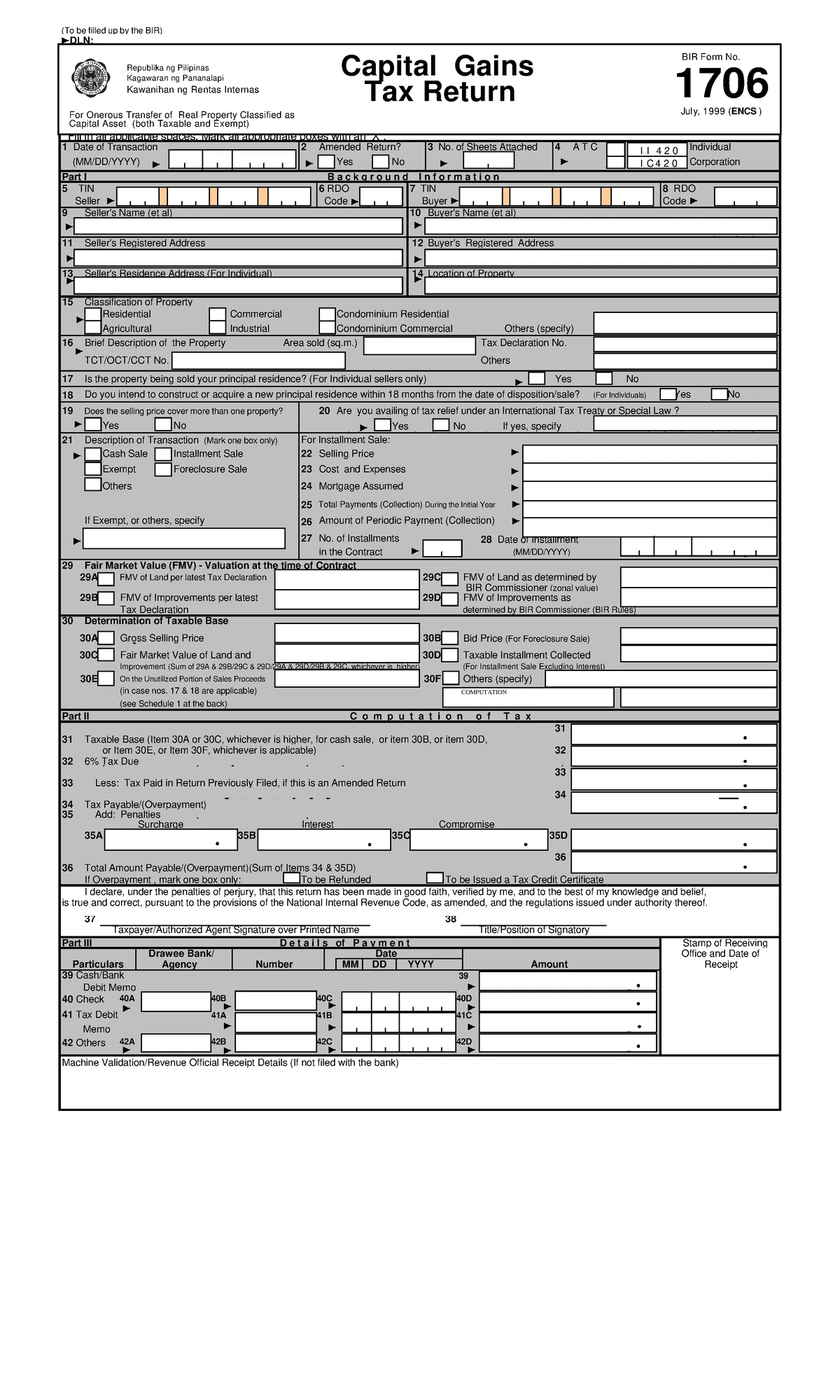BIR LIST OF Assets - BIR FORM NO. 0804 Annex A Tax Identification ...