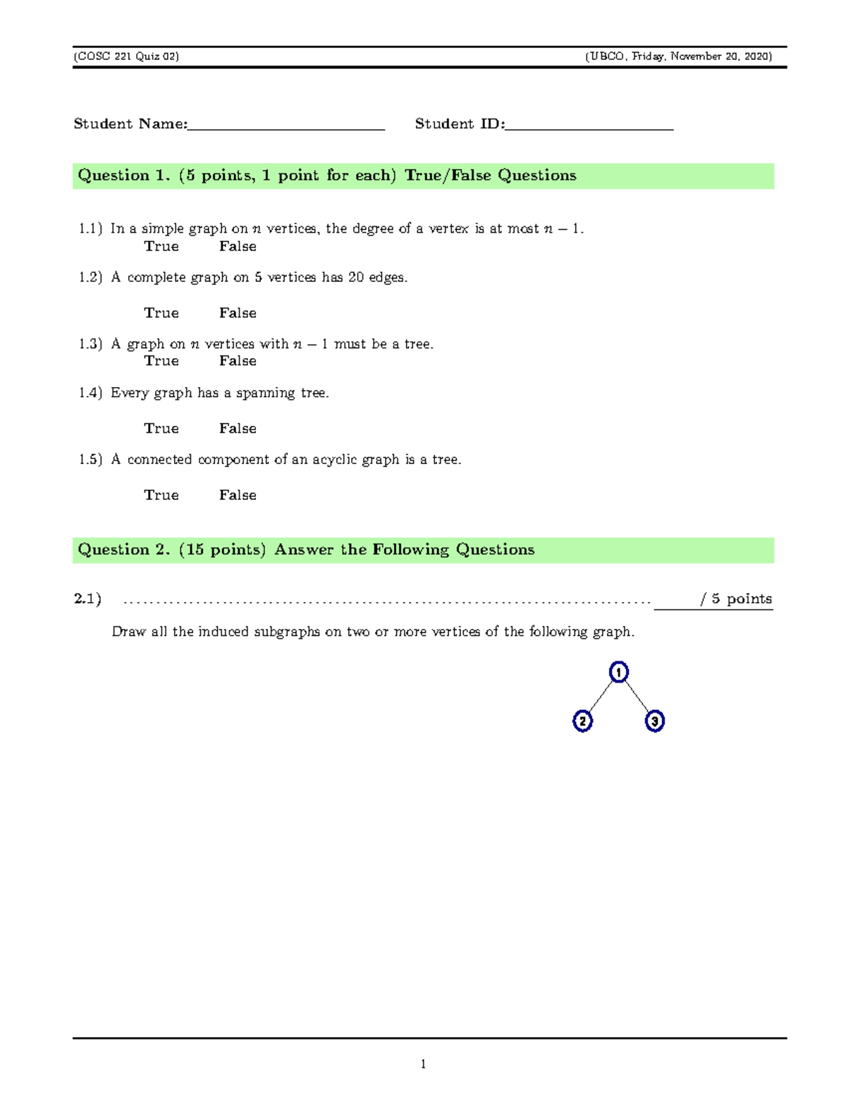 COSC 221 Quiz 02 - Midterm Exam Questions and Answers - Studocu