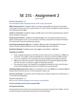 SE 231 Assignment 3 - SE 231 - Assignment 3 Usama Hashmi Review ...
