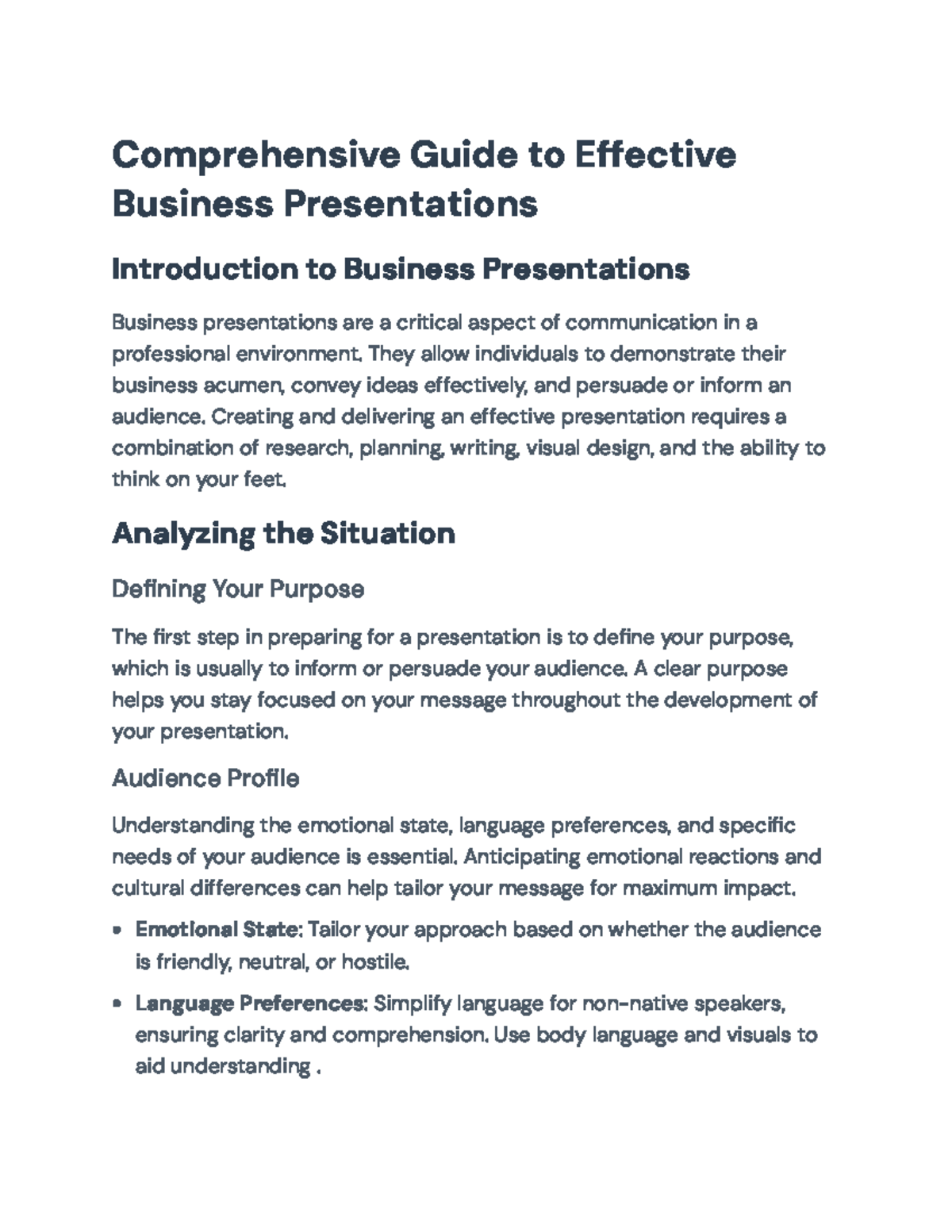 Comprehensive Guide to Effective Business Presentations Techniques ...