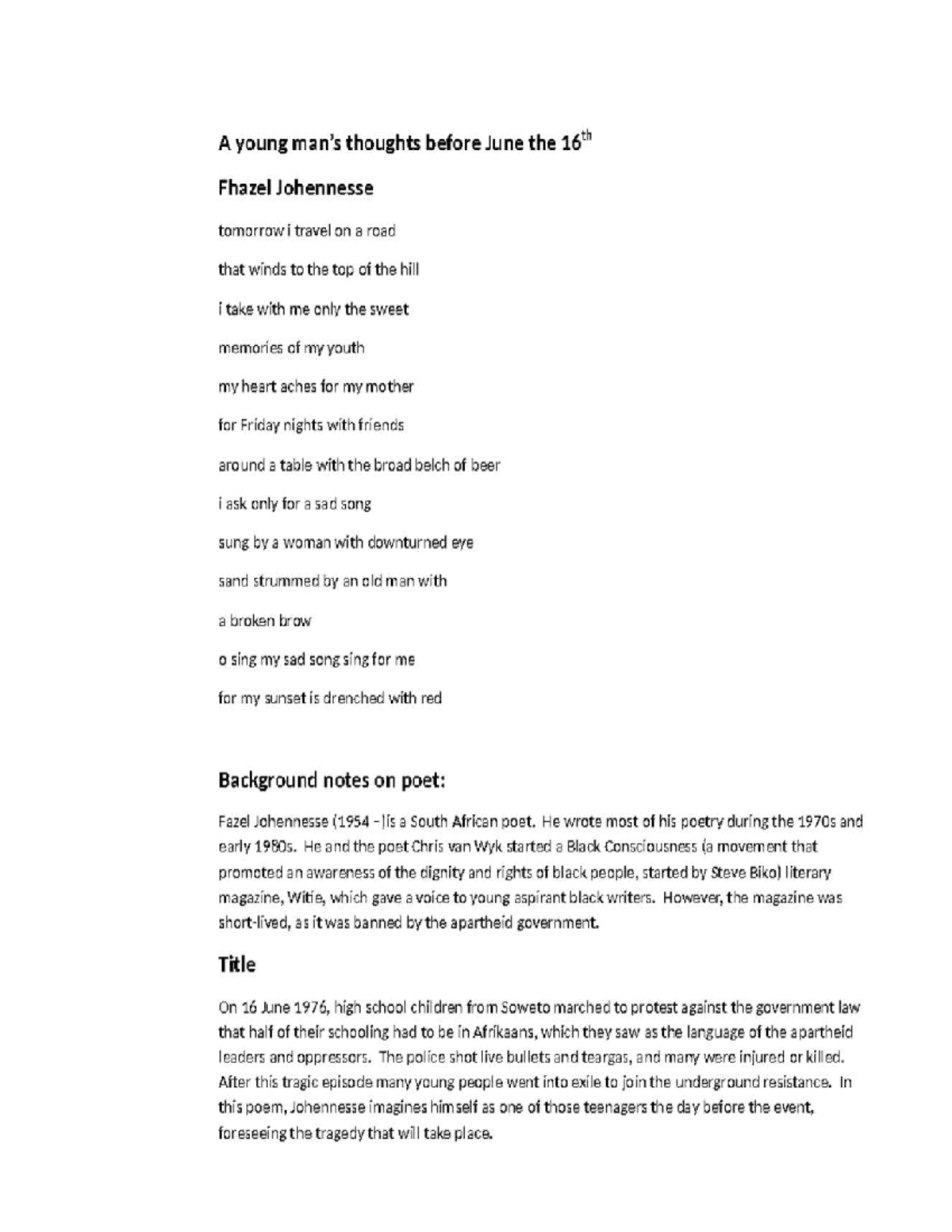 Grade 10 Poetry Analysis: "A Young Thought" & "Caged Bird" - Studocu