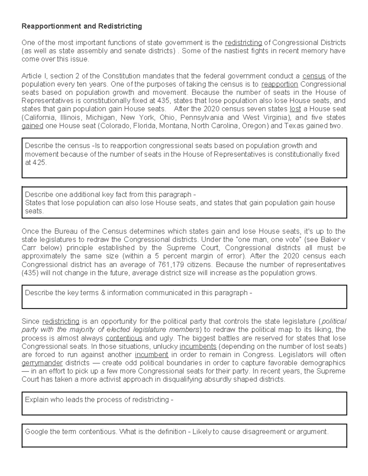 Reapportionment & Redistricting: Key Concepts & Baker v Carr (JR 2023 ...