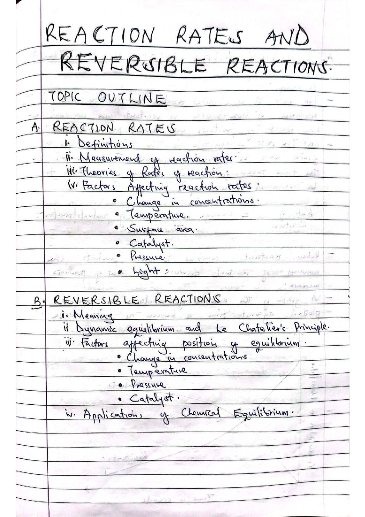 Reaction Rates and Reversible Reactions (CHEM 101) - Topic Outline ...