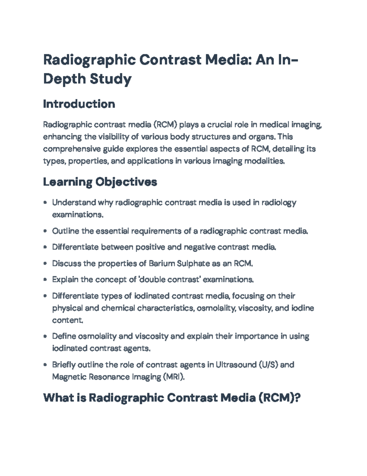 Radiographic Contrast Media (RCM): Types, Properties, and Applications ...