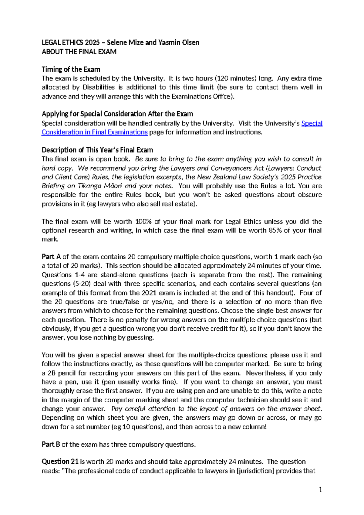 LEGAL ETHICS 2025 Final Exam Overview and Guidelines - Studocu