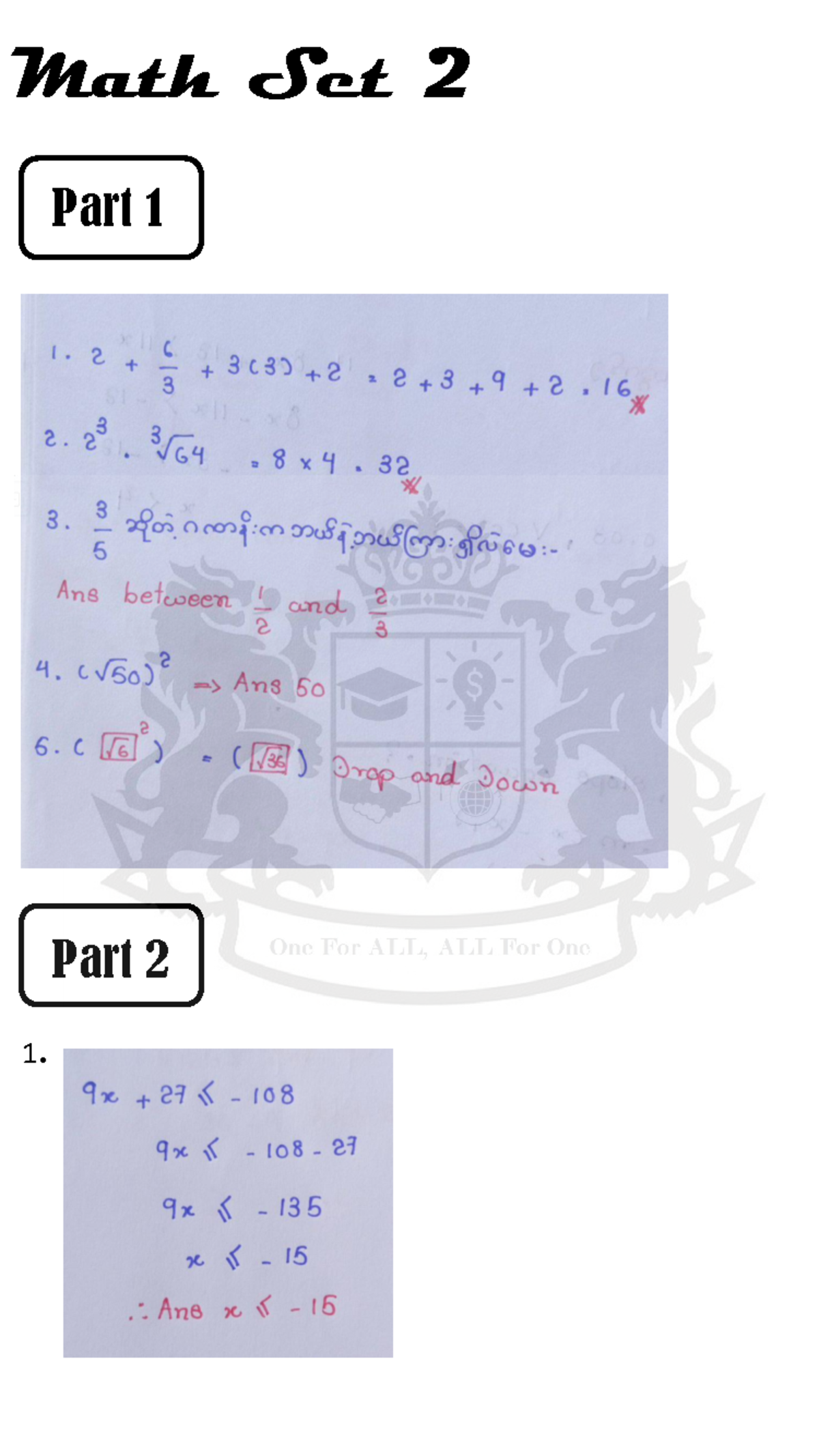 Math Set 2 - GED MATH 2025 Practice Problems and Solutions - Studeersnel
