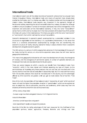 International Trade - Study Notes & Assignments - Studocu