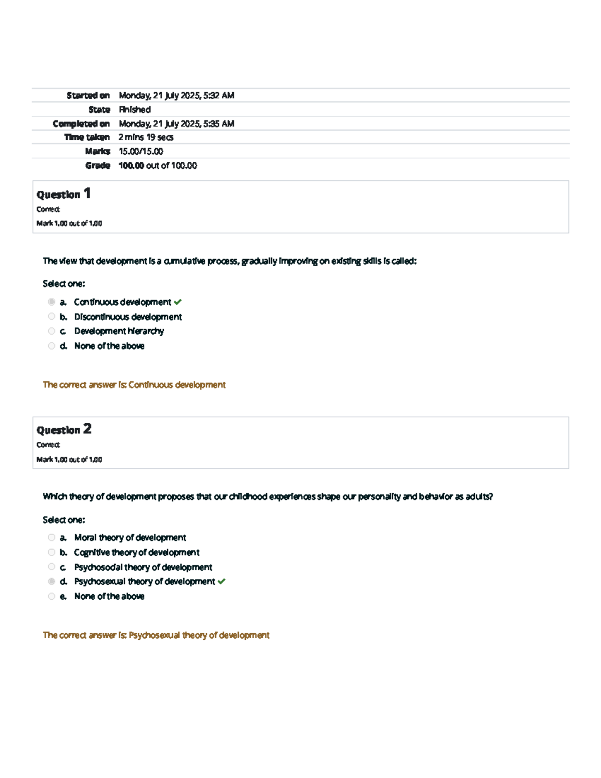 Self-Quiz Unit 5 Attempt Review - Psychological Development Concepts ...