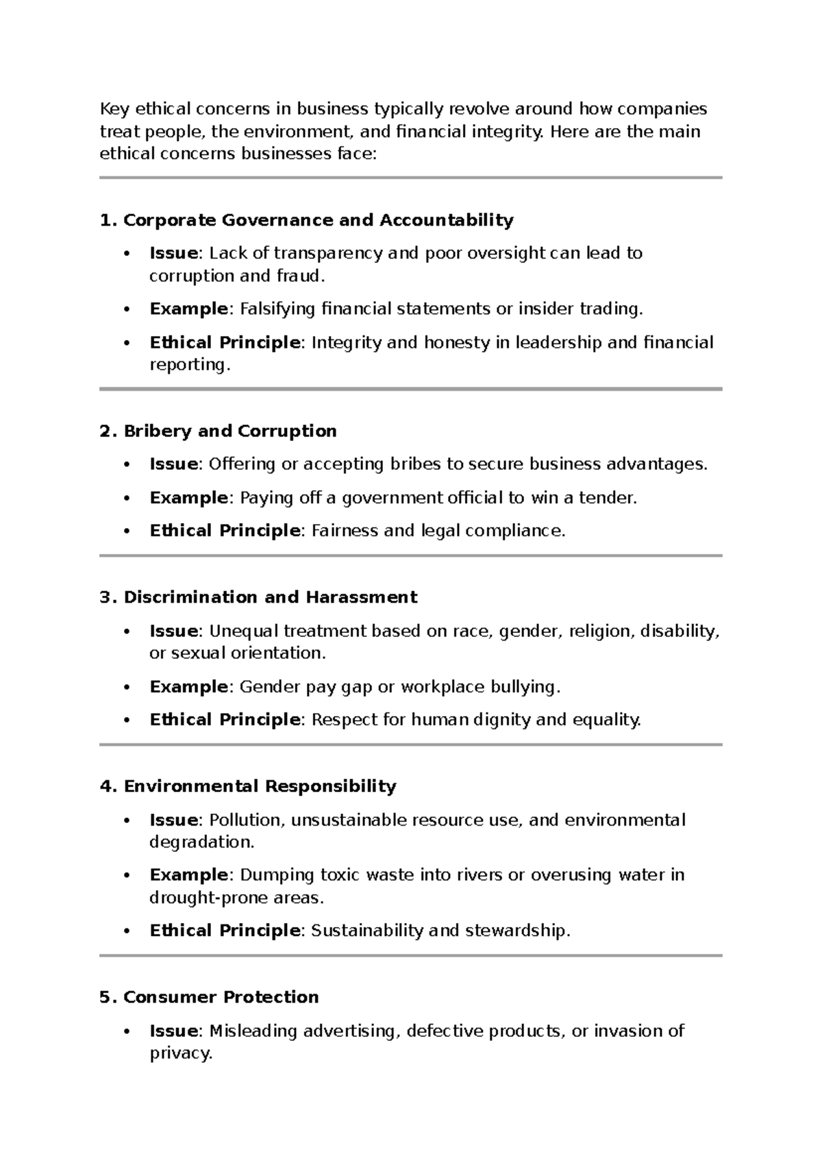 Key Ethical Concerns in Business: A Comprehensive Overview - Studocu