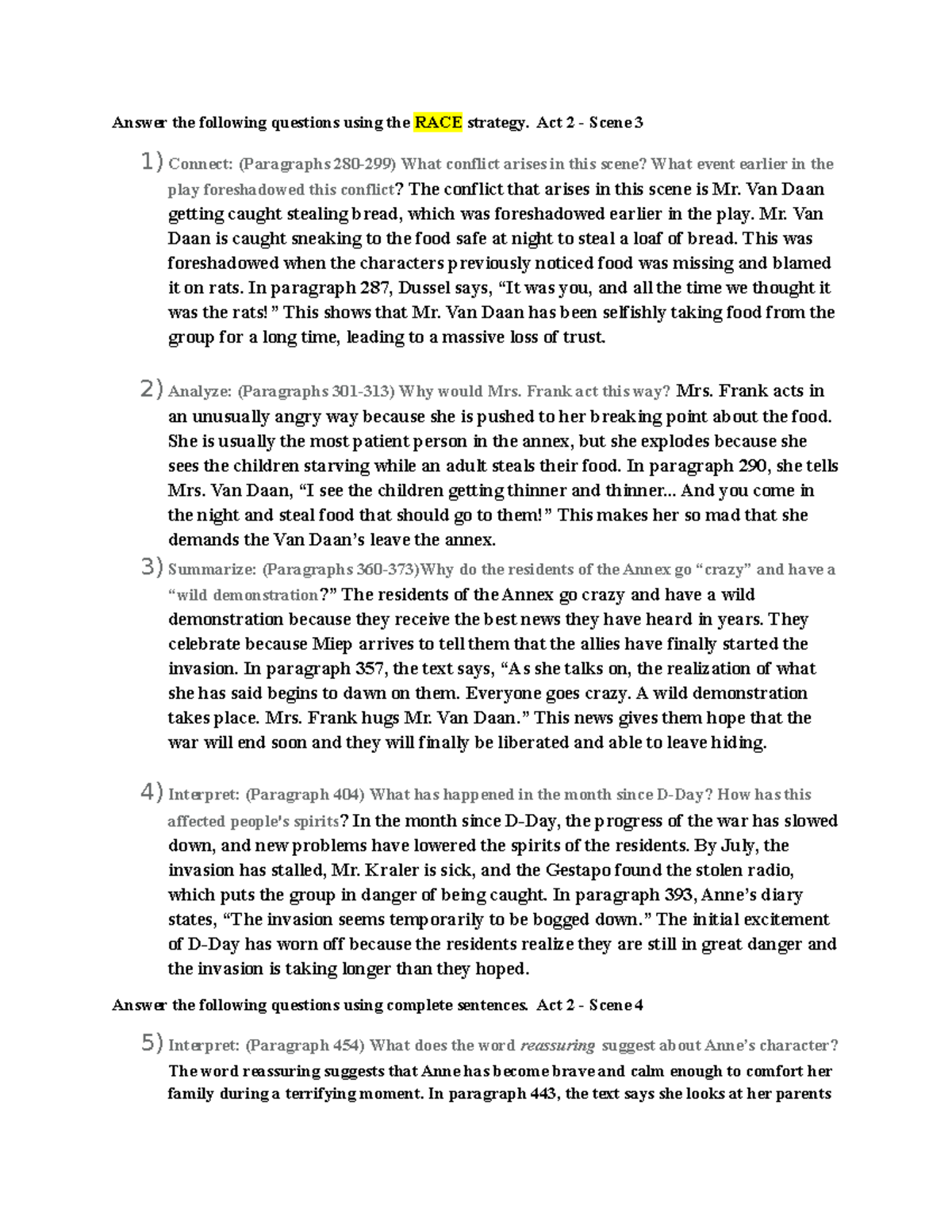 Anne Frank Act 2 Analysis: Scenes 3 to 5 Insights - Studocu