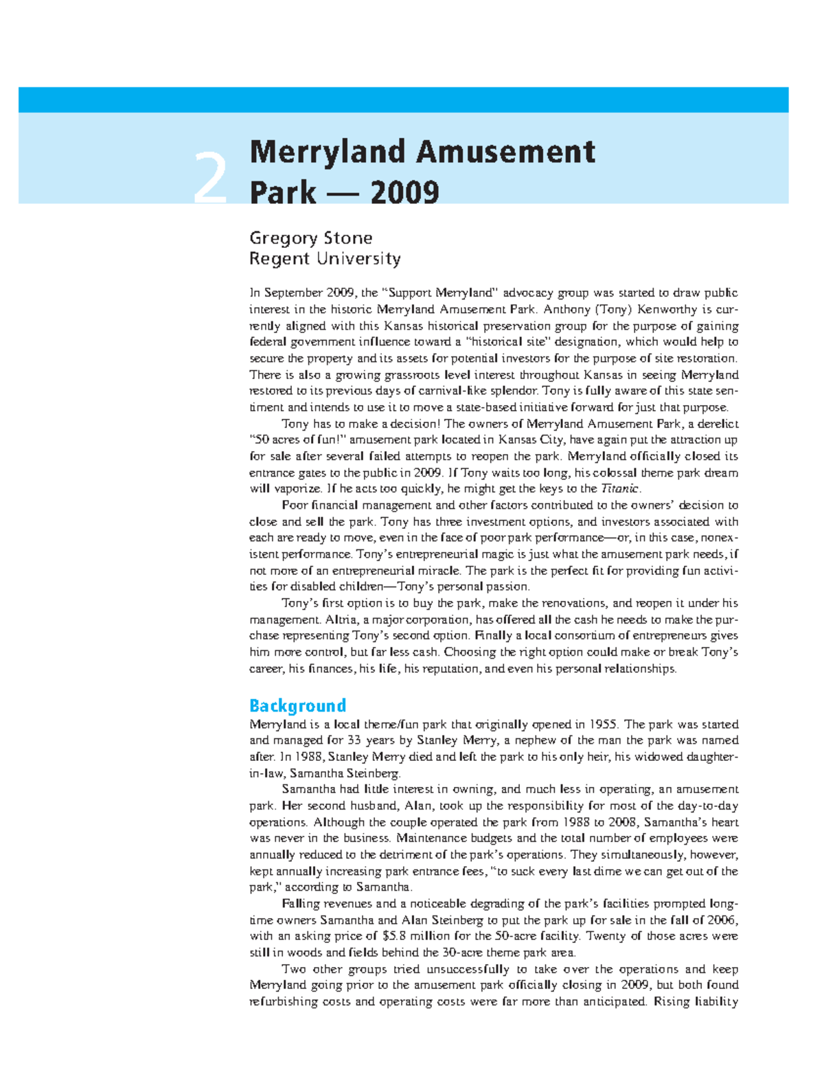 Merryland Amusement Park Case Study (02) - Viability Assessment 2009 ...