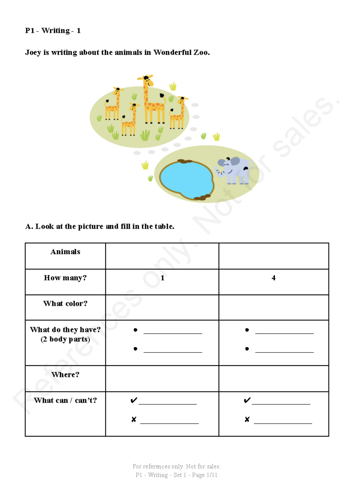 P1 - Writing - Set 1 - English Exercises on Animals and Family - Studocu