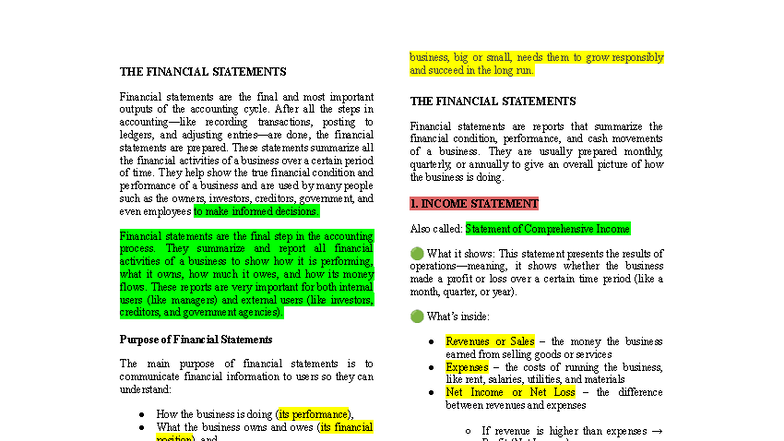 Financial Statements Overview: Key Components & Importance (ACCT101 ...