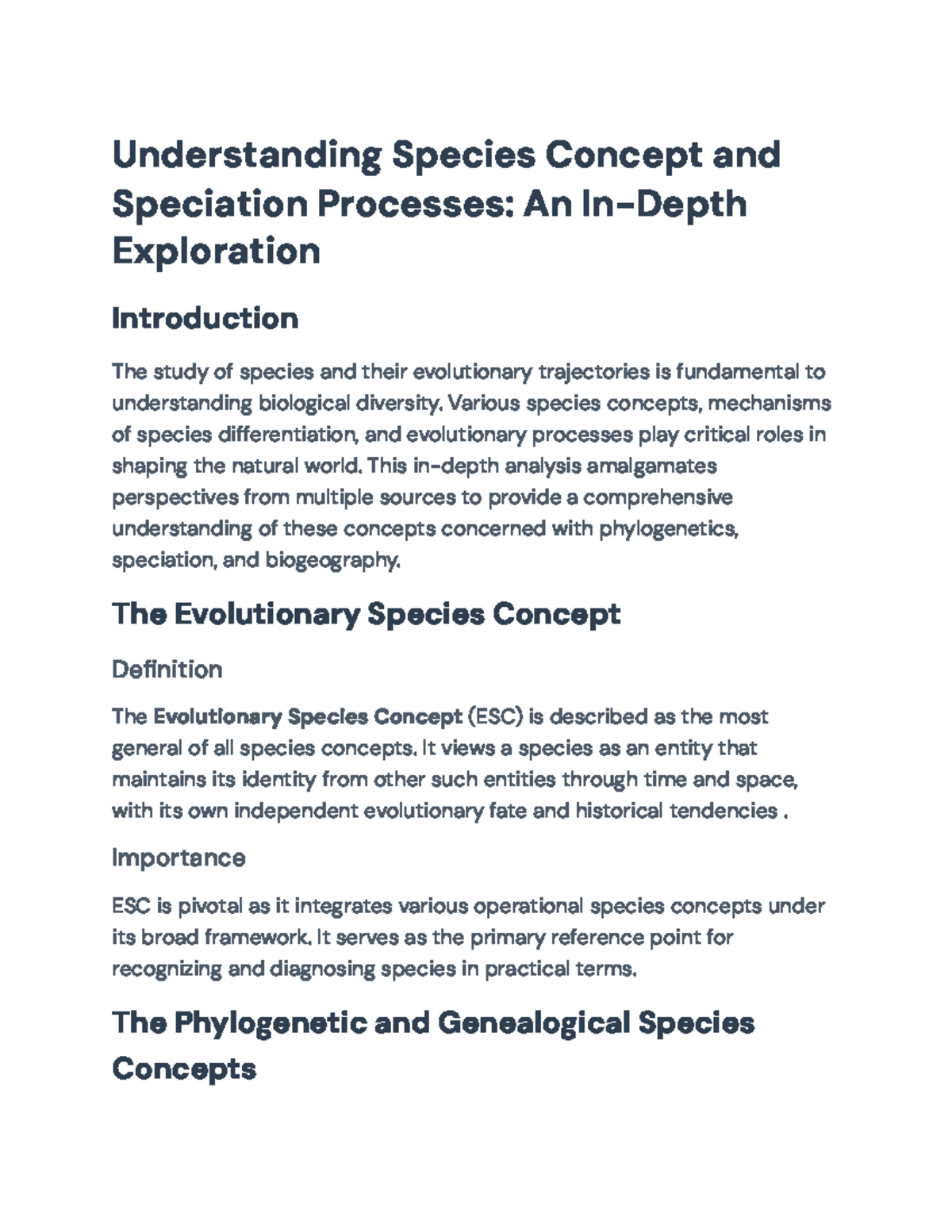 Understanding Species Concepts & Speciation Processes: A Comprehensive Study - Studocu