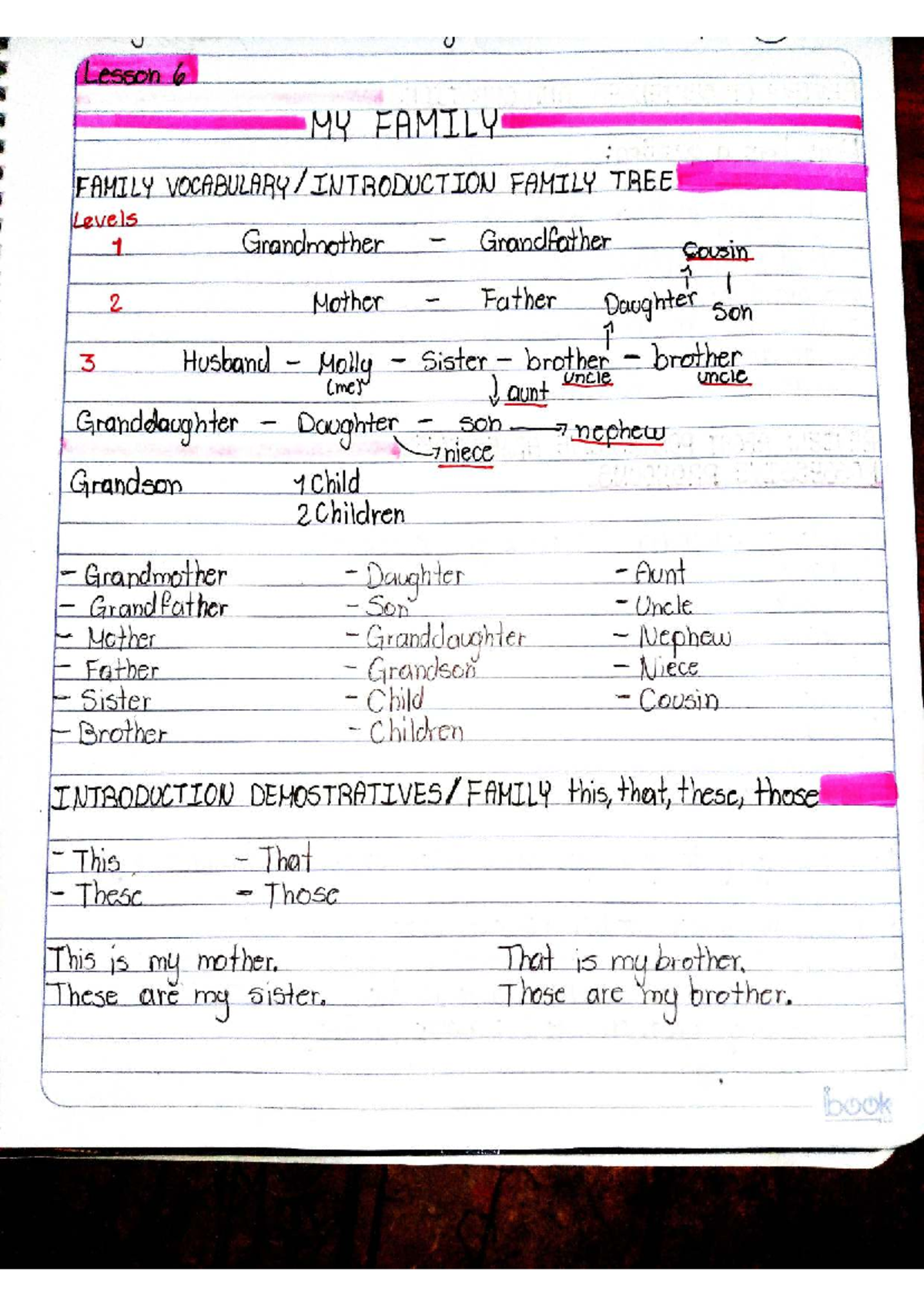 C U Lesson 6: My Family and Possessive Adjectives Notes - Studocu
