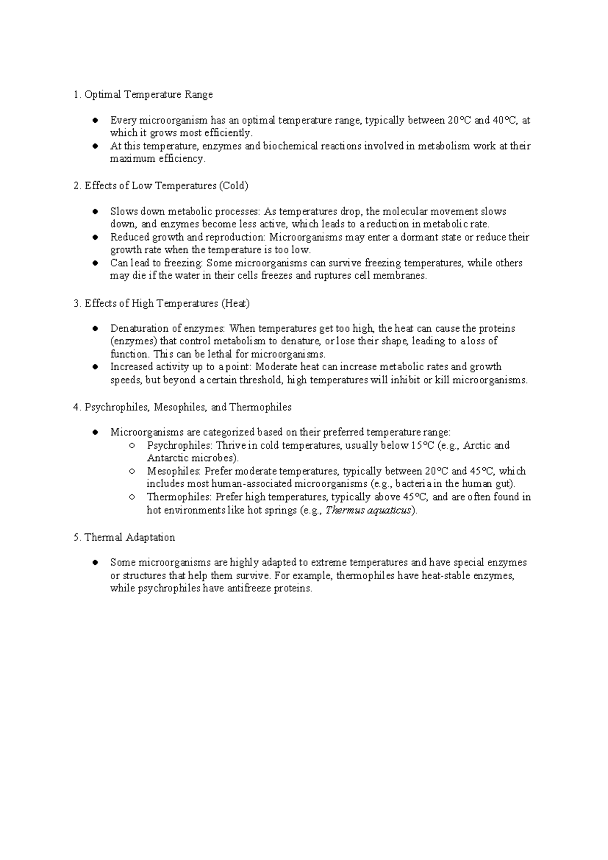 Quiz 20-9: Optimal Temperature Ranges for Microorganisms - Studocu