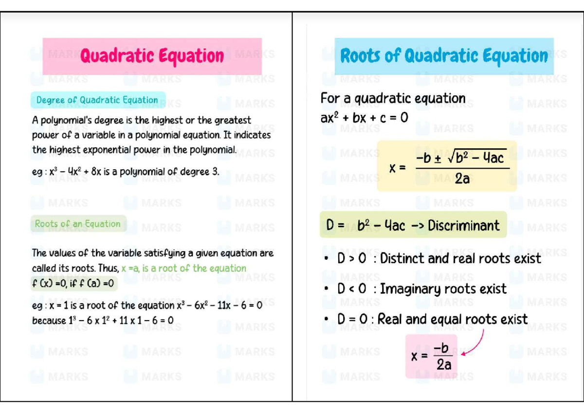 Mathematics Class 11$12: Quadratic Equations and Complex Numbers Notes ...