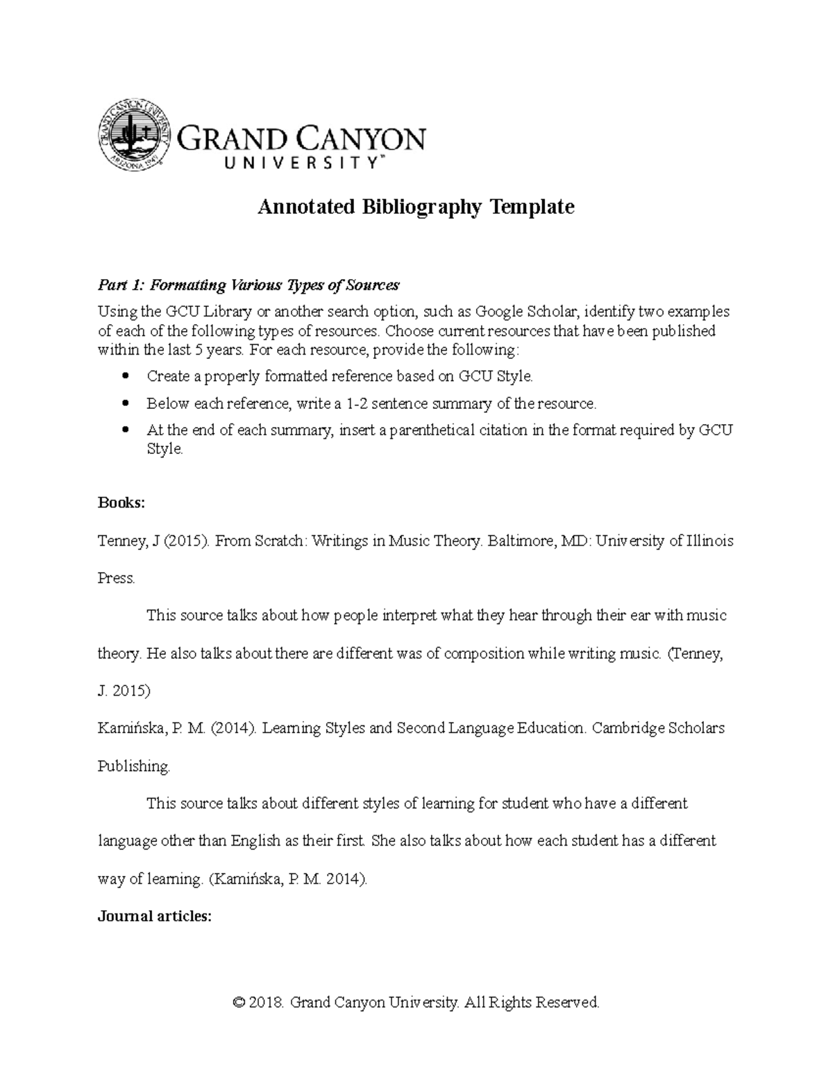 Unv-108 T3: Annotated Bibliography Template Guide - Studocu