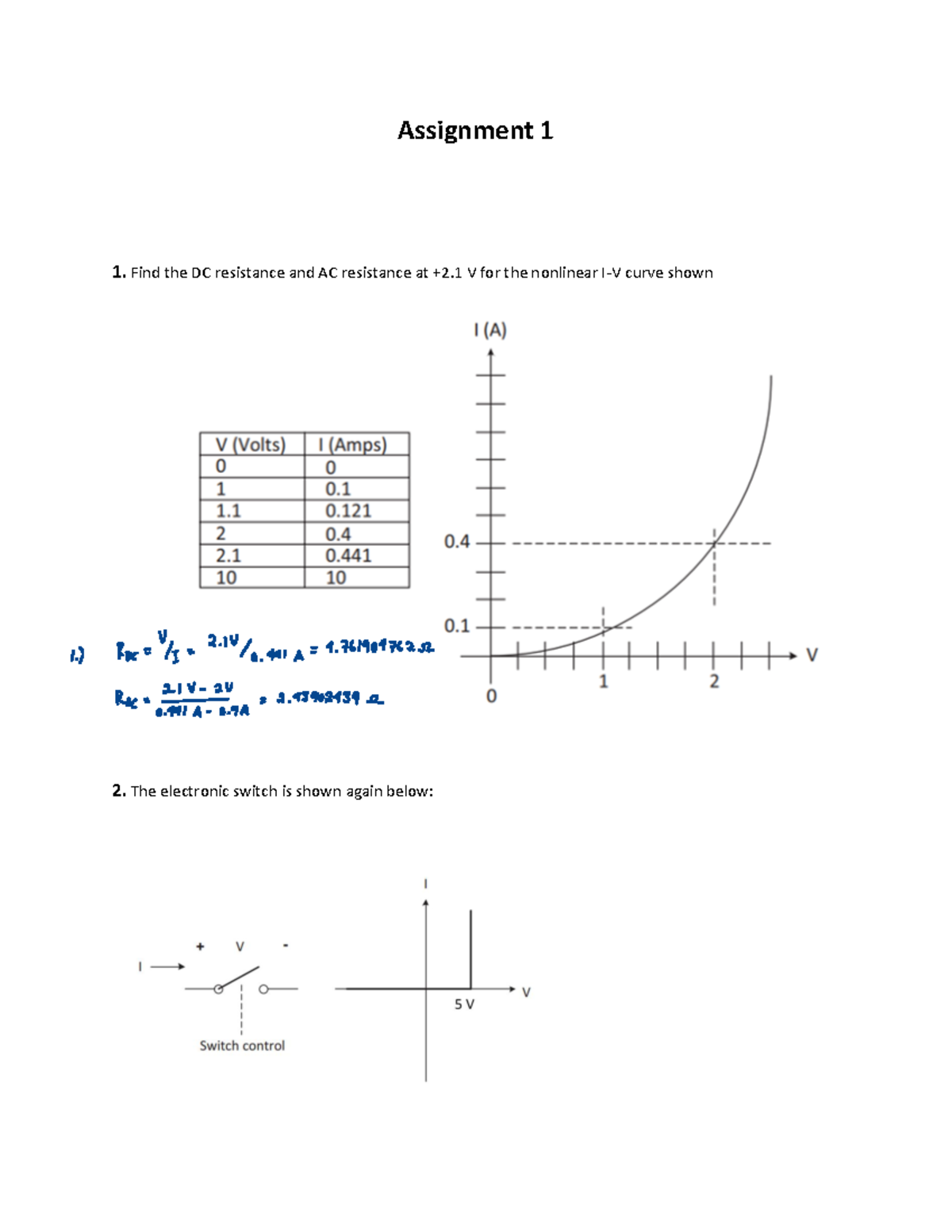 2120 Tutorial - Assignment 1 1. Find the DC resistance and AC ...